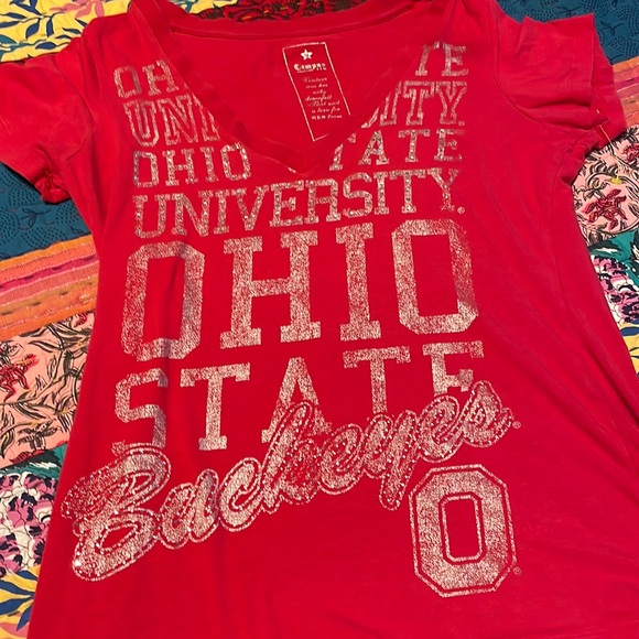Tops | The Ohio State University Blingy Tshirt Womens Large Rhinestone ...